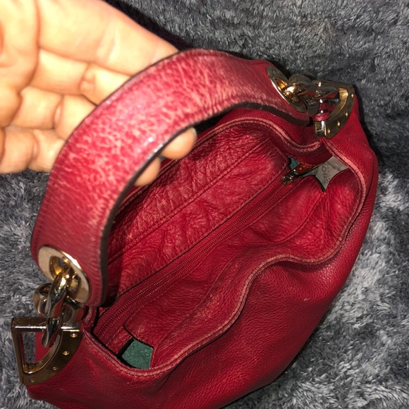 Michael Kors | Bags | Michael Kors Red Leather Wgold Hardware Hobo Bag ...